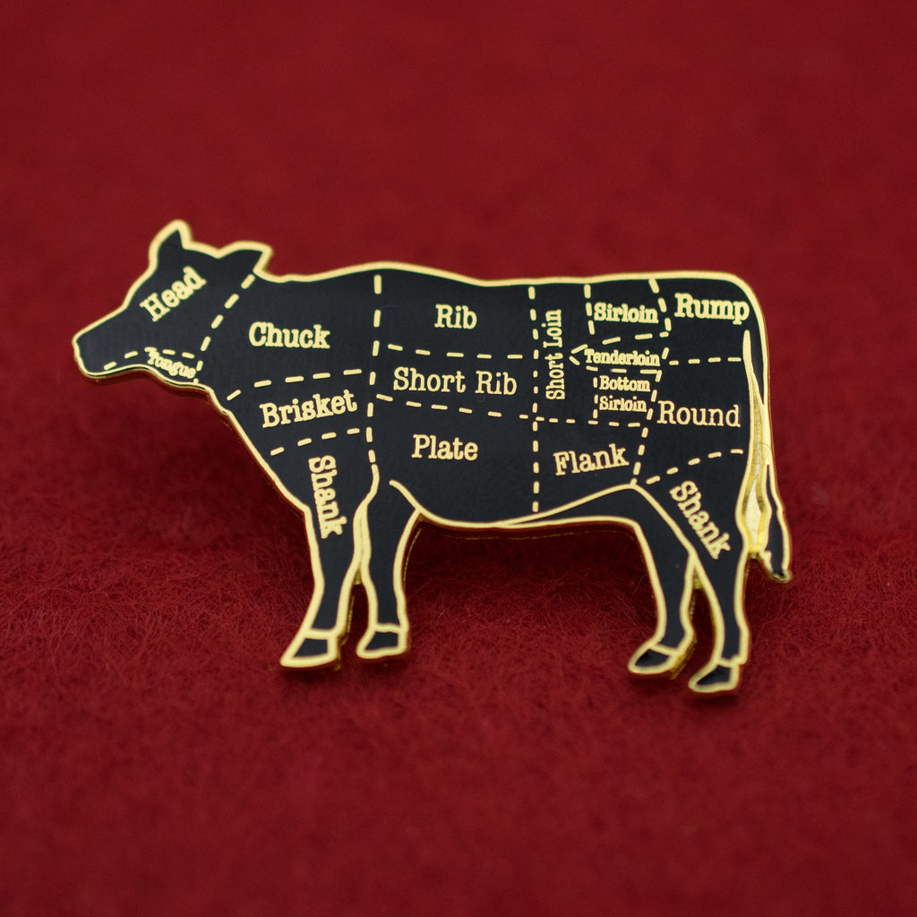Cow Butcher Cuts Diagram Hard Enamel Lapel Pin – Begin Industries