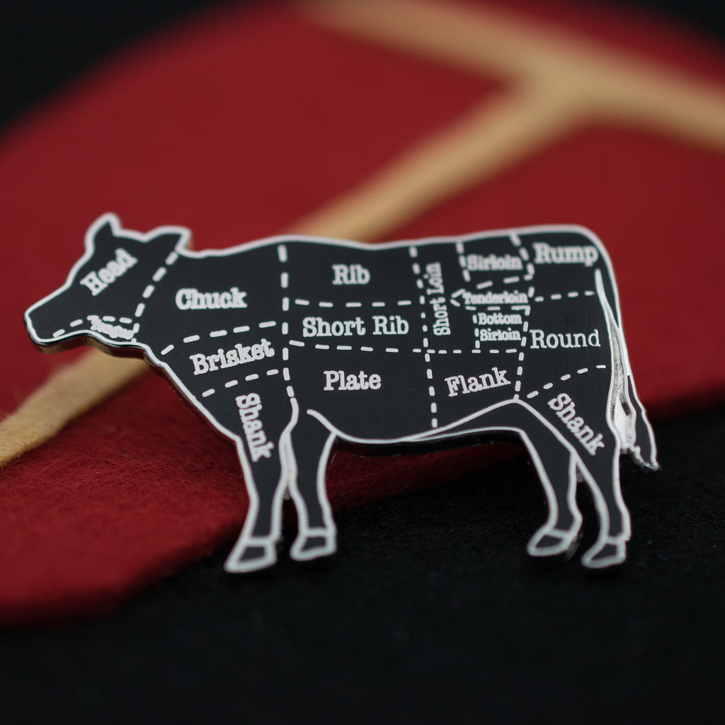 Cow Butcher Cuts Diagram Hard Enamel Lapel Pin – Begin Industries